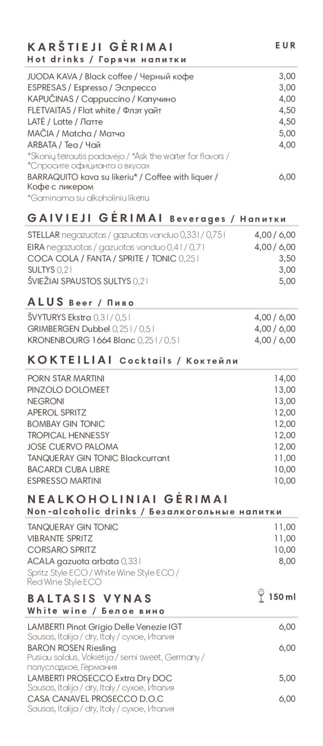 Lobby Bar Menu - Sanatorija Gradiali
