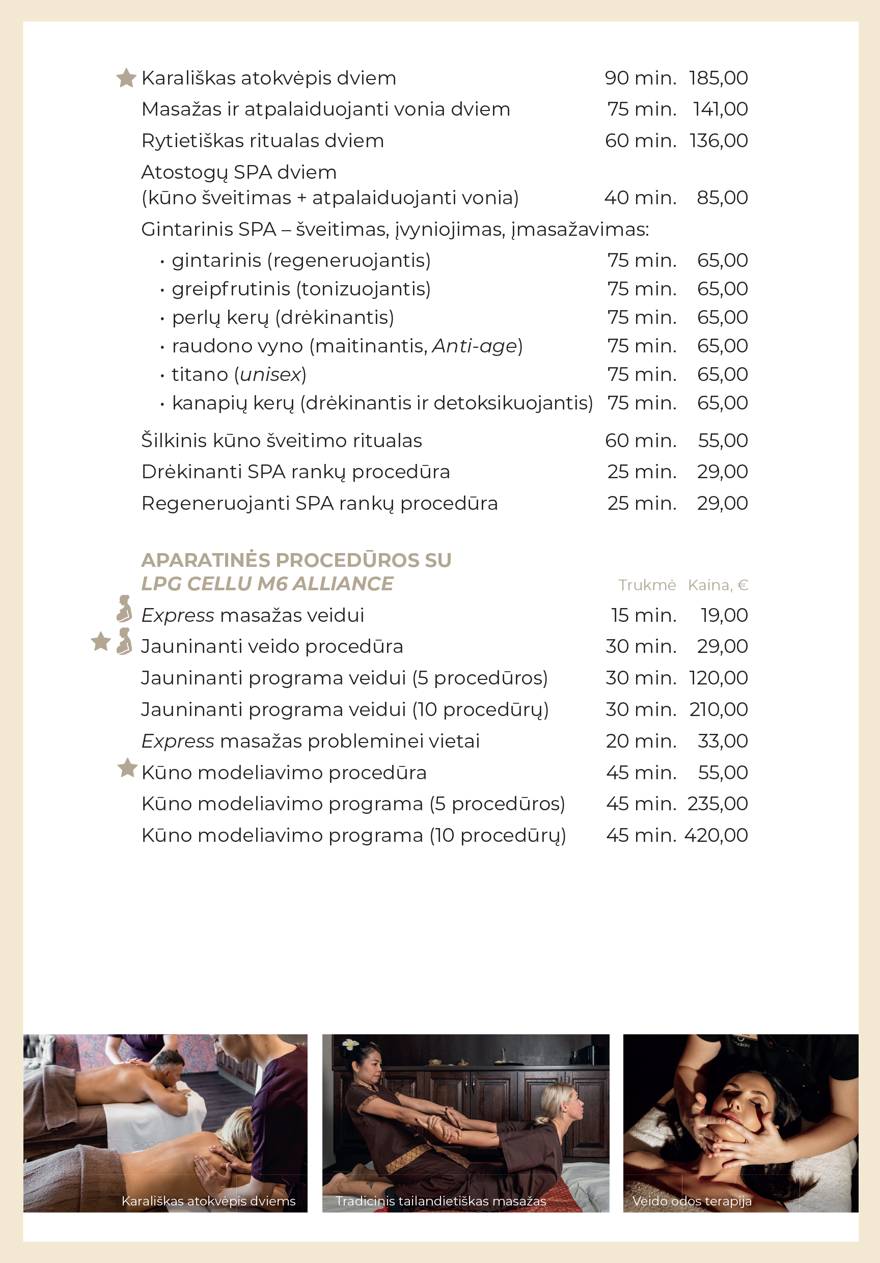 SPA procedūrų kainoraštis - Sanatorija Gradiali